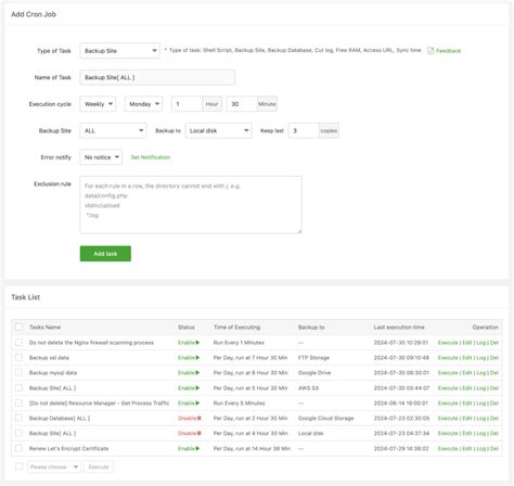 Hosting Control Panel Cron Jobs
