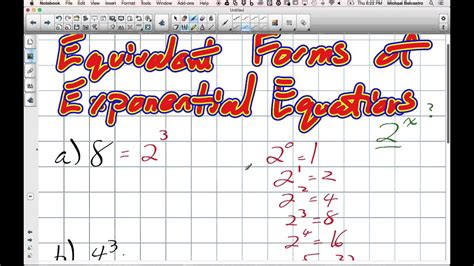 Equivalent Forms Of Exponential Equations Grade 12 Advanced Functions