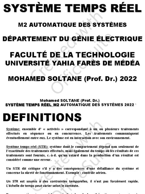 Systèmes Temps Réel Et Rtos Pdf Système Dexploitation Kernel Système Dexploitation