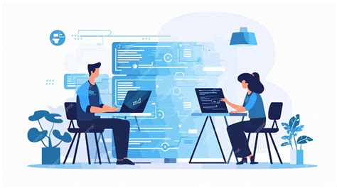 Exploring Various Programming Approaches Conceptual Image Of Man And Woman Engaged In Coding