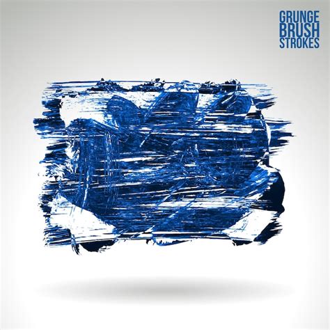 파란색 브러시 획 및 질감 그런 지 벡터 추상 손으로 그린 요소 프리미엄 벡터