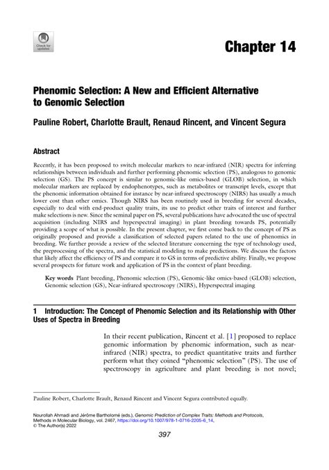 Pdf Phenomic Selection A New And Efficient Alternative To Genomic Selection
