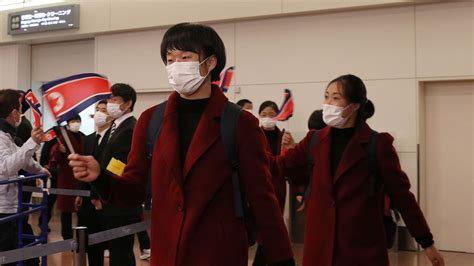 북한 여자축구 대표팀 일본 입국