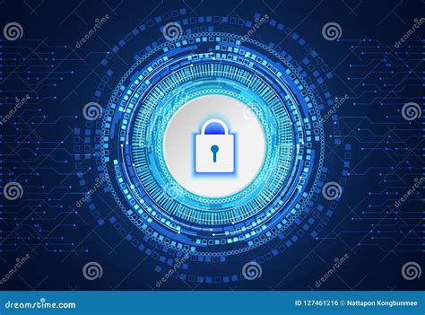 Abstract Technology Concept Cyber Security Padlock Circle White Stock