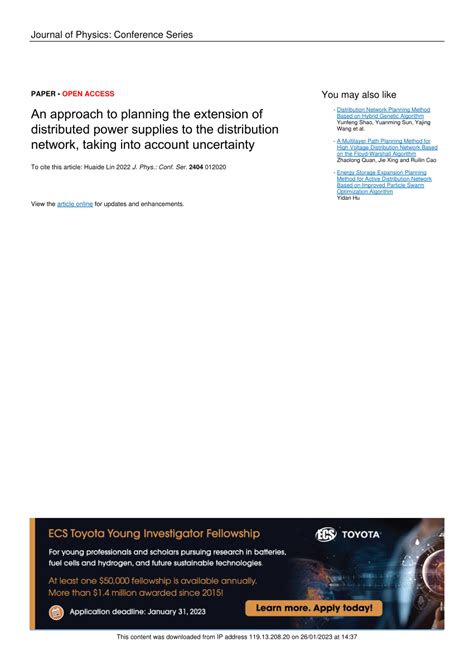 Pdf An Approach To Planning The Extension Of Distributed Power Supplies To The Distribution