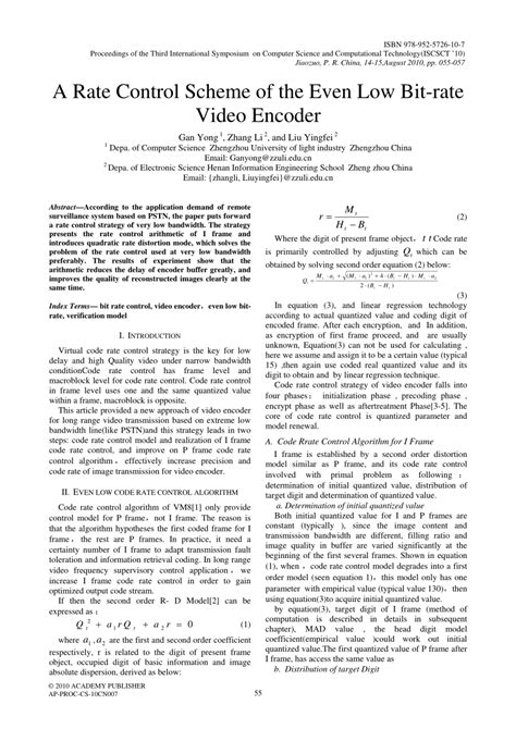 pdf a rate control scheme of the even low bit rate video encoder