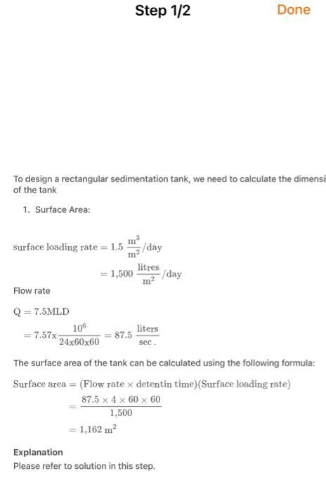 Solved To Design A Rectangular Sedimentation Tank We Need