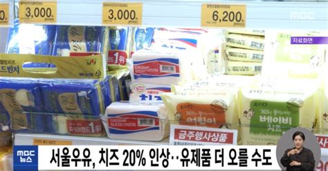 서울우유 치즈 20 인상유제품 더 오를 수도