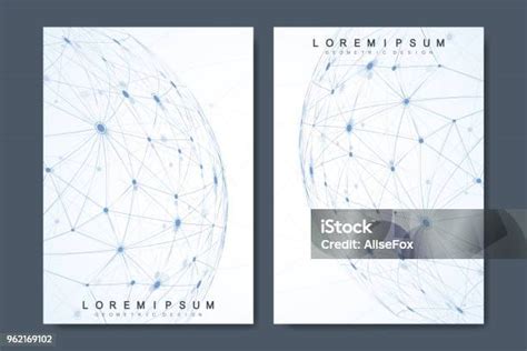 안내 책자 커버 플라이어 연례 보고서 비즈니스 벡터 템플릿 전단지 분자 구조와 최소한의 추상적인 구성입니다 미래 기하학적