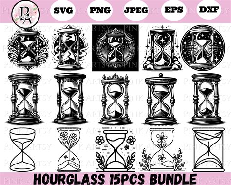 Hourglass Bundle Svg Png Jpeg Dxf Eps Magical Hourglass Hourglass Line