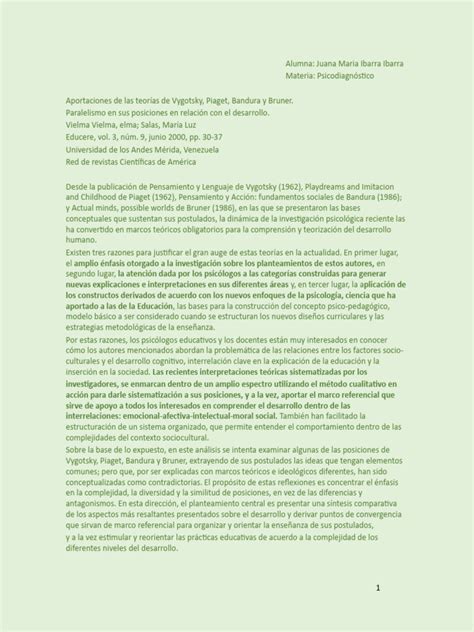 Aportes De Las Teorias De Vygotsky Piaget Bruner Lectura 9 Pdf