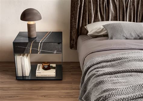 Upglass Bedside Table Rectangular Bedside Table With Drawers By Lago