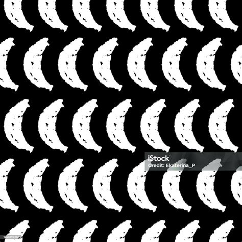 매끄러운 패턴 달 바나나 양식에 일치시키는 실루엣 질감 그런지 크레용 잉크 블랙 화이트 배경 인사말 카드 스칸디나비아 디자인 선물 랩 직물 배경 화면에 사용할 수 있습니다