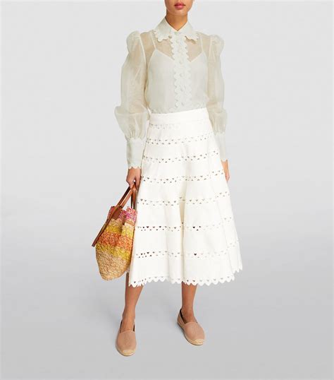 Womens Zimmermann Ivory Linen Silk Ric Rac Shirt Harrods Uk