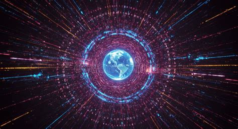 Global Network Digital Data Streams Futuristic Earth Technology Background Abstract