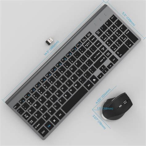 Wireless Keyboard And Mouse Combo Slim Wireless Keyboard With Numpad And Ergonomic 1600 Dpi