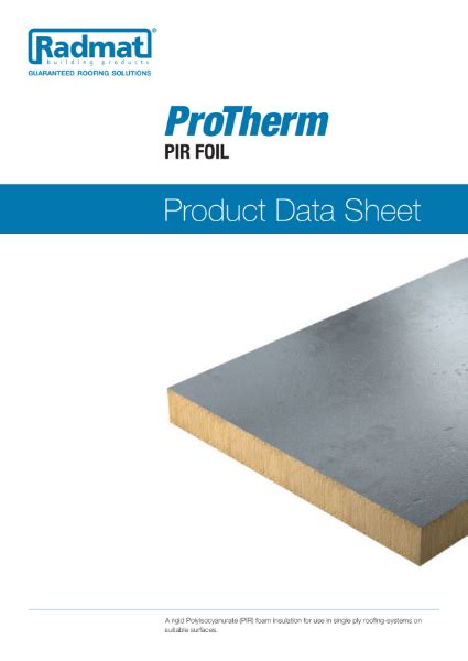 Protherm Pir Foil Insulation Product Data Sheet Radmat Building