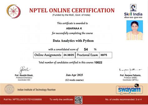 Nptel Iitroorkee Dataanalytics Python Skillindia Swayam
