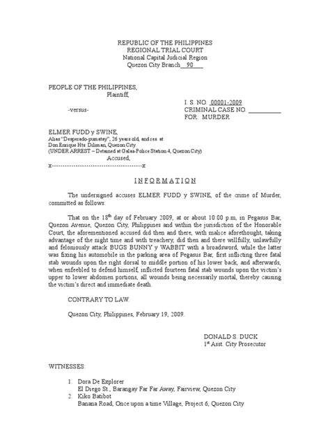 Information Sample Pdf Prosecutor Murder