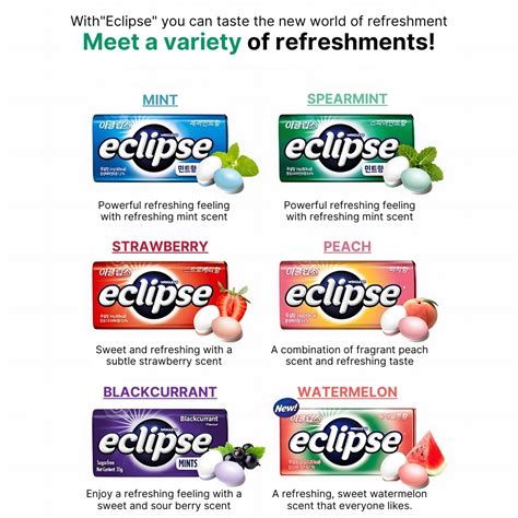Eclipse Sugar Free Candy 6 Types Pepper Mint Spearmint Peach