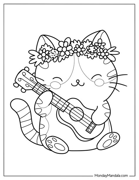 Kawaii Cute Cat Coloring Pages