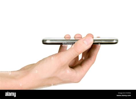 Man Is Holding Smart Mobile Phone In His Hand Stock Photo Alamy