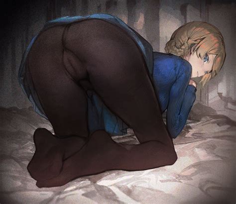 Rule 34 1girls All Fours Aos Ass Black Legwear Blonde Hair Blue Eyes