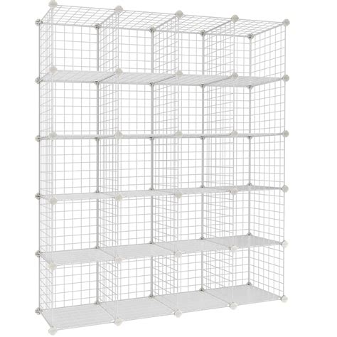Gzxs Cube Storage Organizer 20 Cube Shelves Unit Diy Bookshelves Metal Wire Grid Modular