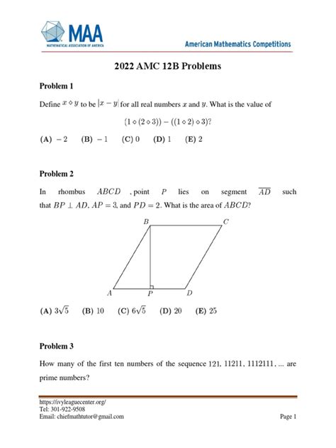 2022 Amc 12b Problem Set And Solutions Pdf Polynomial Area