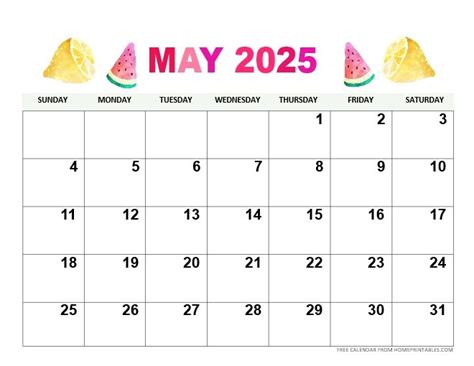 Printable Calendar May 2025