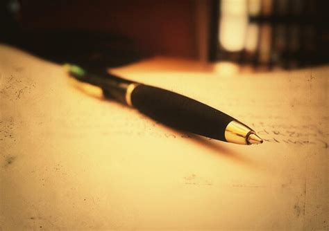 Close Up Of Pen On Table Premium Photo