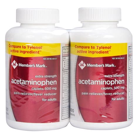 Members Mark Extra Strength Acetaminophen Caplets 500mg 600 Ct 2