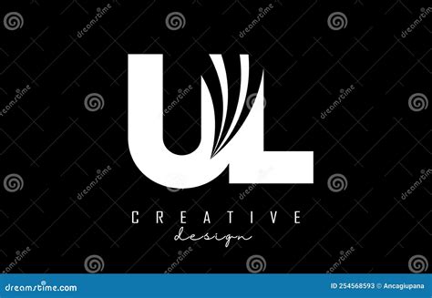 Creative White Letters Ul U L Logo With Leading Lines And Road Concept Design Letters With