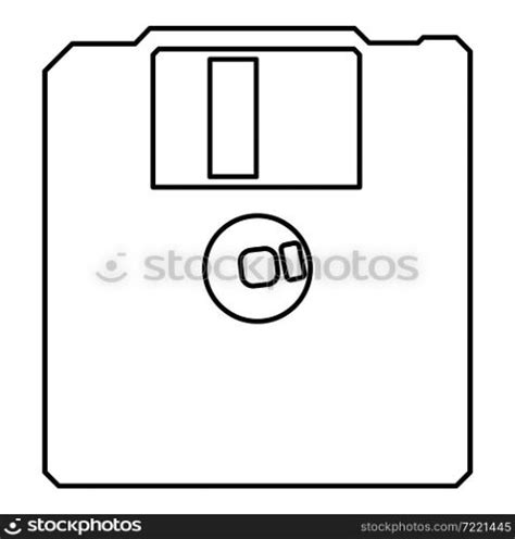 Diskette Floppy Disk Storage Concept Contour Outline Icon Black Color