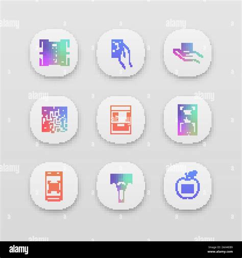 Barcodes App Icons Set Uiux User Interface Qr And Linear Codes Scanning App Device Cash