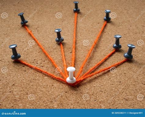 Leadership Or Delegation Concept The Pins Are Connected By A Thread To