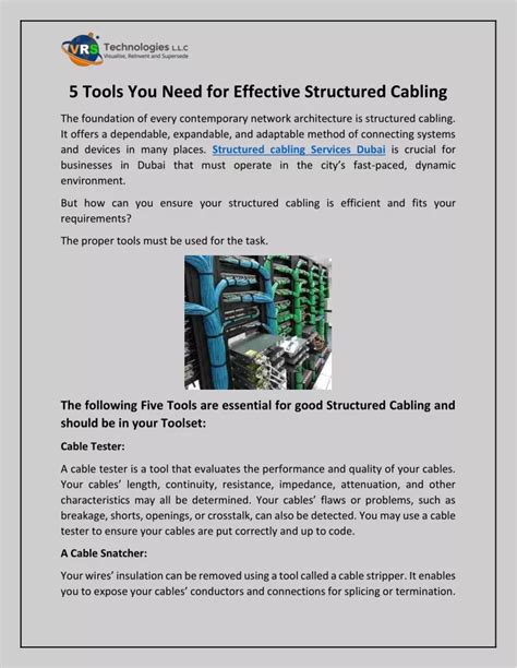 Ppt 5 Tools You Need For Effective Structured Cabling Powerpoint Presentation Id 12369914