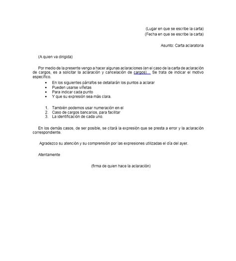 Carta Aclaratoria Ejemplos Y Formatos Word Pdf