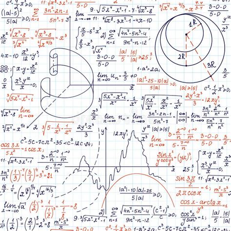 Math Vector Seamless Pattern With Equations Figures Formulas Plots And Other Calculations