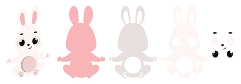 귀여운 토끼 사탕 장식 돔을 위한 계층화된 종이 훈장 취급 홀더 과자 옷걸이 생일 사탕 베이비 샤워 할로윈 크리스마스 인쇄 잘라 내기 접착제 벡터 그림 0명에 대한 스톡