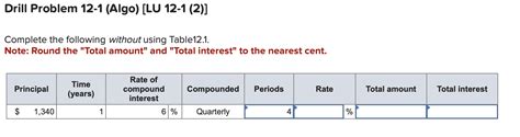 solved complete the following without using table12 1 note