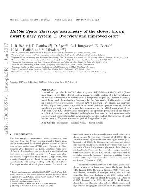 Pdf Hubble Space Telescope Astrometry Of The Closest Brown Dwarf