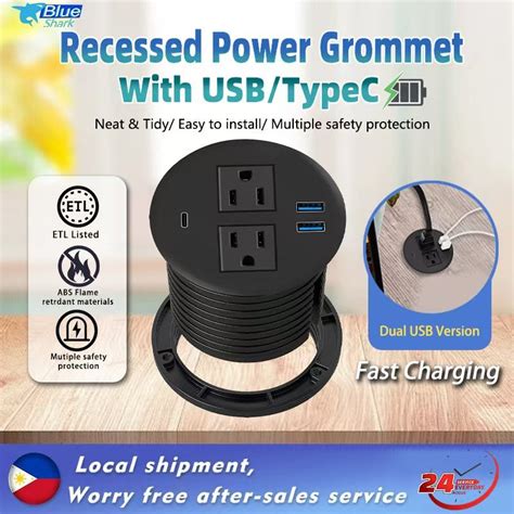 Hidden Socket Embedded Desk Power Grommet Extension Cord With Usb Type