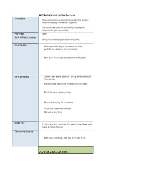 Sap Hana Infrastructure Services Pdf Cloud Computing Subscription