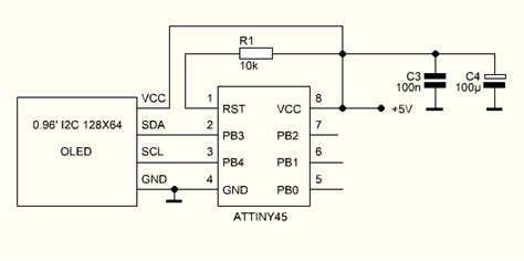 Attiny45 096′ I2c 128x64 Oled Arduino — Rcl