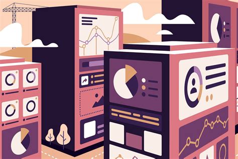 An Illustration Of Some Type Of Electronic Device With Graphs On The Screen And Buildings In The