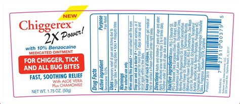 Dailymed Chiggerex 2x Medicated Benzocaine 100 Ointment