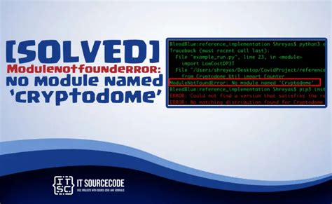 Modulenotfounderror No Module Named Cryptodome Solved
