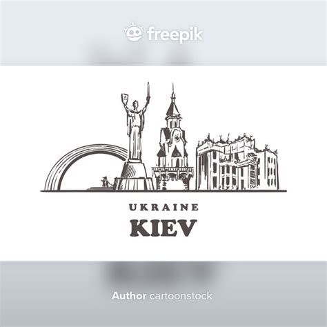 Киевский пейзаж эскиз изолированные на белом фоне Премиум векторы Sketches Ukrainka Kiev