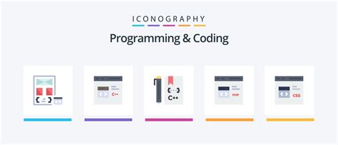 paquete de iconos de planos de programación y codificación que incluye css código
